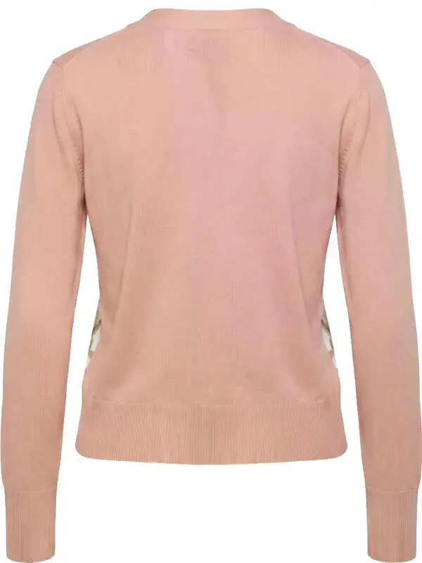 IN BED WITH YOU Geometric Print Panelled V-neck Cardigan - Pink