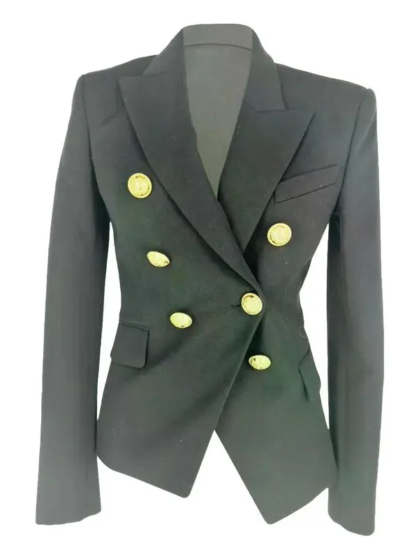 Balmain Double-breasted Blazer With Peak Lapels - Black