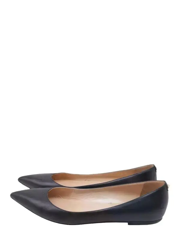 Valentino Garavani Leather Pointed Toe Ballet Flats With Stud Detail - Black