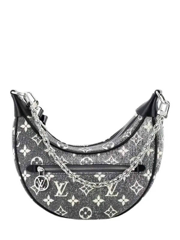 LOUIS VUITTON Loop Handbag Monogram Jacquard Denim Hobo Bag - Grey