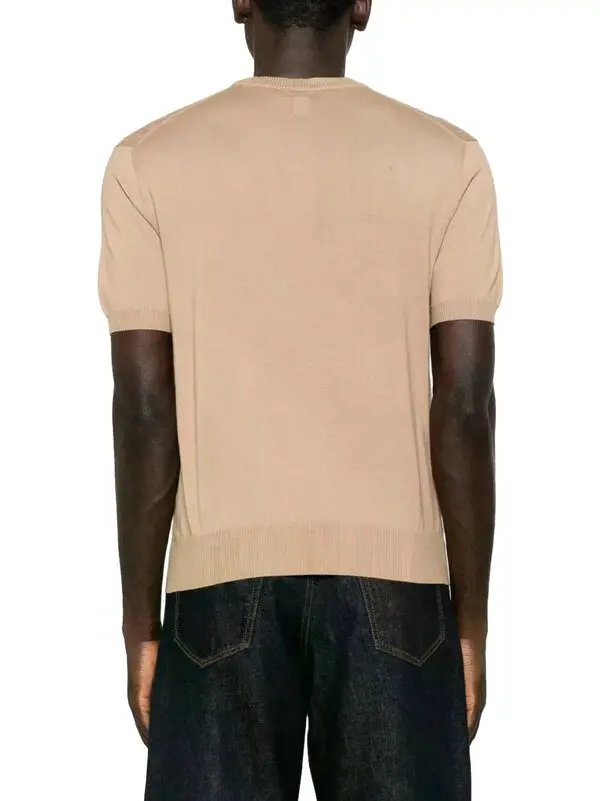 Canali Diamond-knit Short-sleeve T-shirt - Neutrals