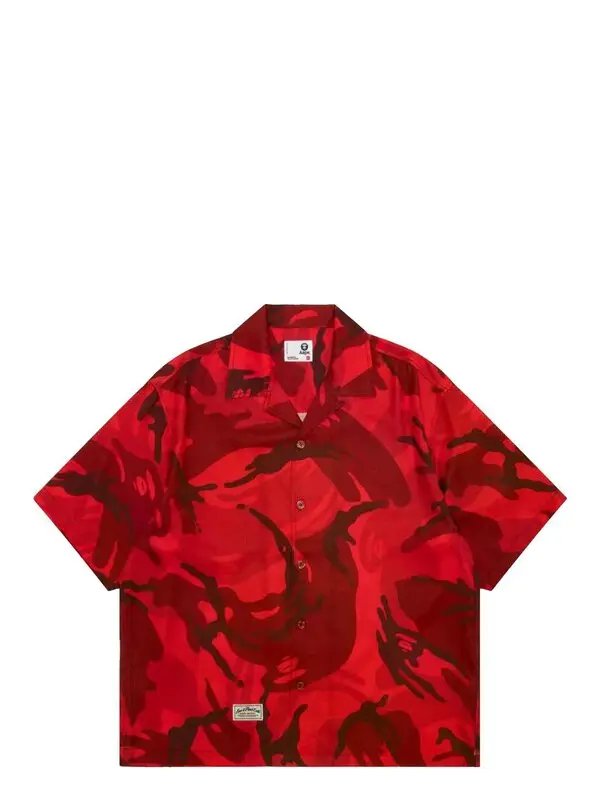 AAPE BY *A BATHING APE Camo-print Short-sleeved Shirt - Red