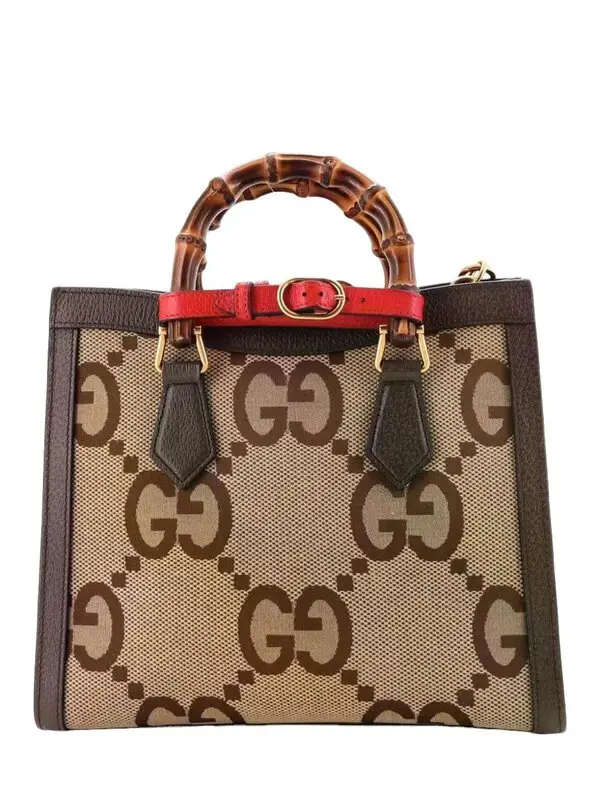 Gucci Diana Nm Bamboo Handle Jumbo Gg Canvas Tote Bag - Brown