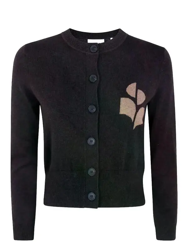 MARANT ETOILE Newton Logo-intarsia Cardigan - Brown