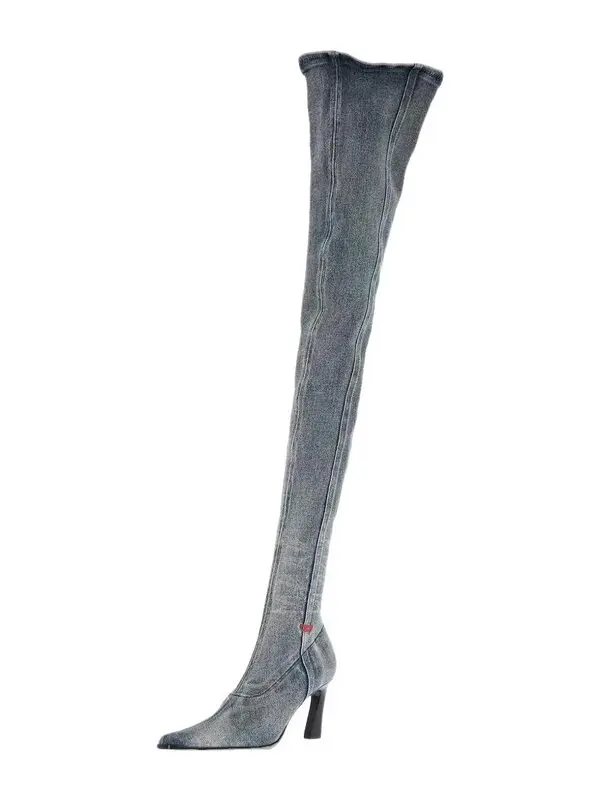DIESEL® D-dallas Pointed-toe Denim Boots - Blue