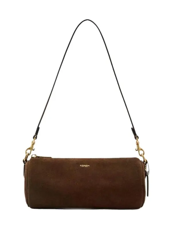 COACH Barrel Bag In Suede And Calf Leather - Brown