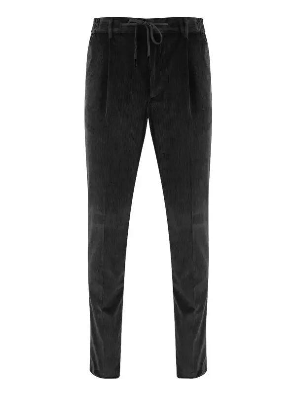 Tagliatore Corduroy Trousers With Drawstring Waist - Black