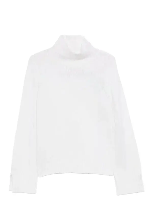 ALLUDE Ribbed Roll Neck Cashmere Sweater - White