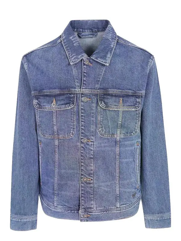 Emporio Armani Faded Denim Trucker Jacket - Blue