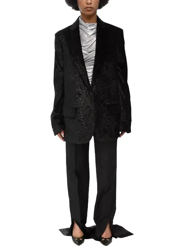 Off-White Damask Velour Tomboy Blazer - Black