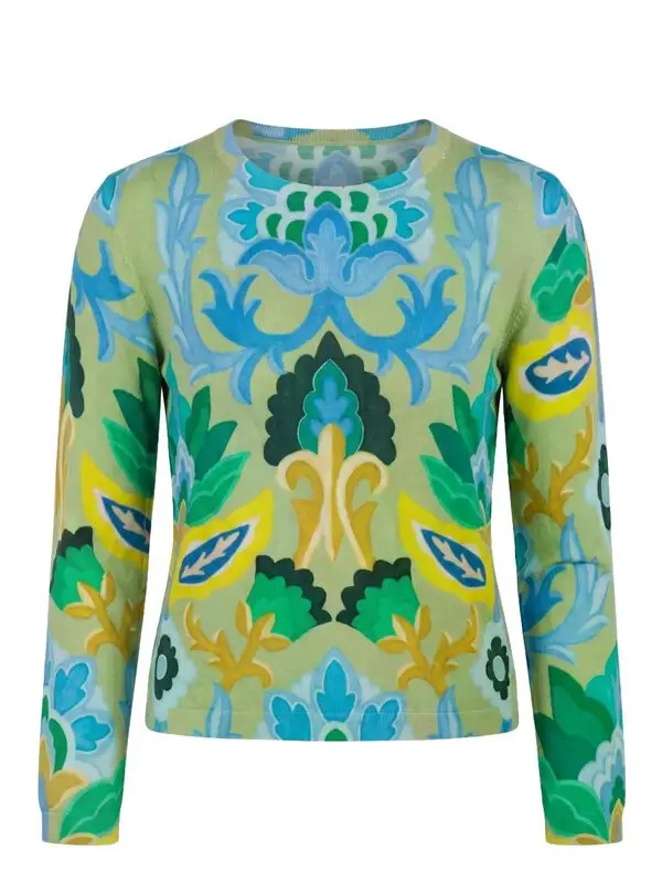 IN BED WITH YOU Floral Print Long Sleeve Sweater - Green