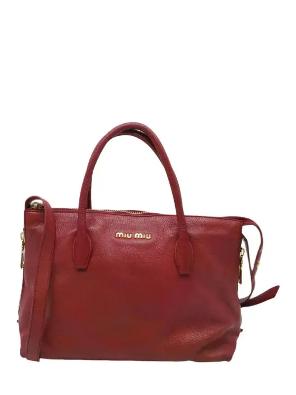 Miu Miu Madras Top Handle Leather Bag - Red