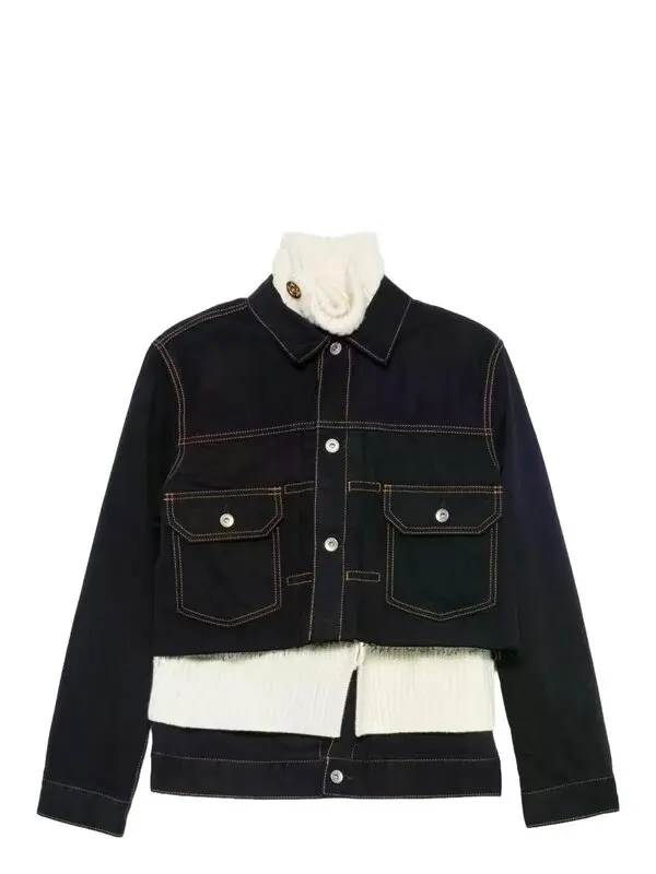 Sacai Layered Raw-cut Denim Jacket - Blue