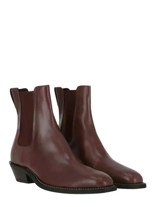 TOD'S Leather Chelsea Boots With Cuban Heel - Brown
