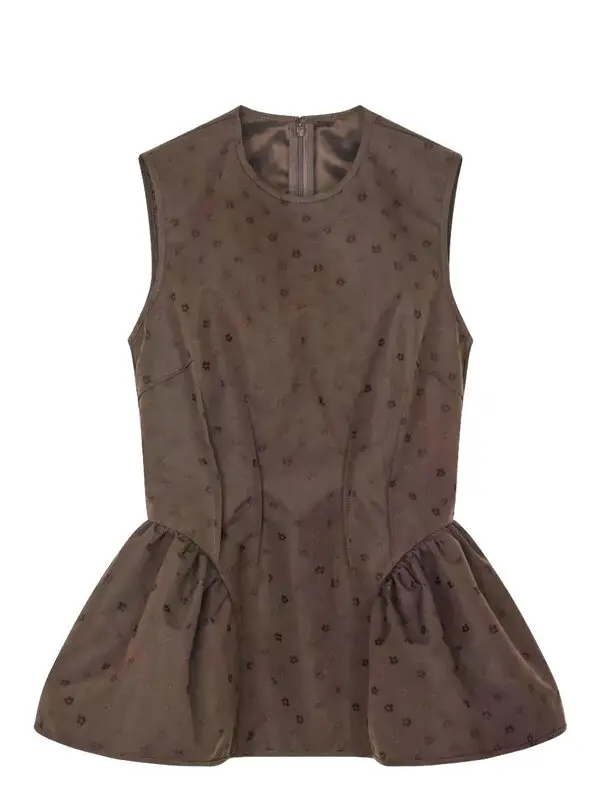 Cecilie Bahnsen Daimi Floral-jacquard Peplum Top - Brown
