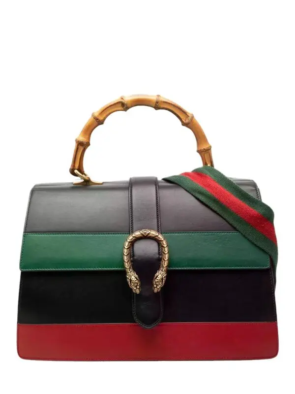 Gucci Calfskin Bamboo Web Dionysus Satchel - Black