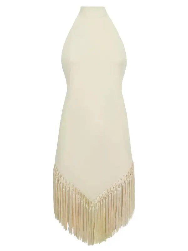 TALLER MARMO Ares Mini Dress With Fringe And Open Back - Neutrals