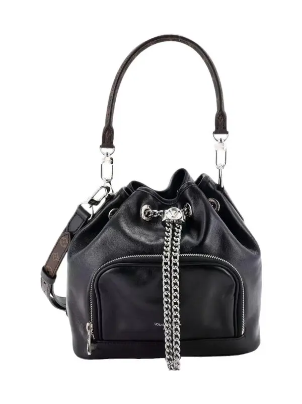 LOUIS VUITTON No Way Vibe Leather Bucket Bag With Monogram Detail - Black