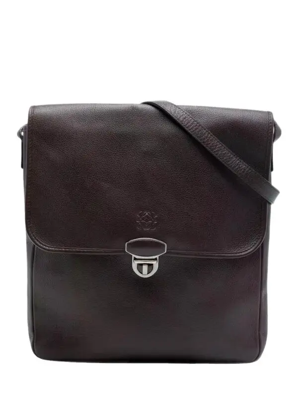 Loewe Leather Anagram Flap Crossbody Bag - Brown