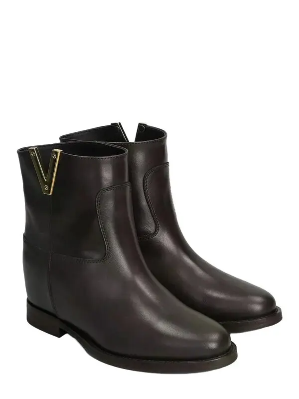 VIA ROMA 15 V-plaque Inner-wedge Heel Ankle Boots - Brown