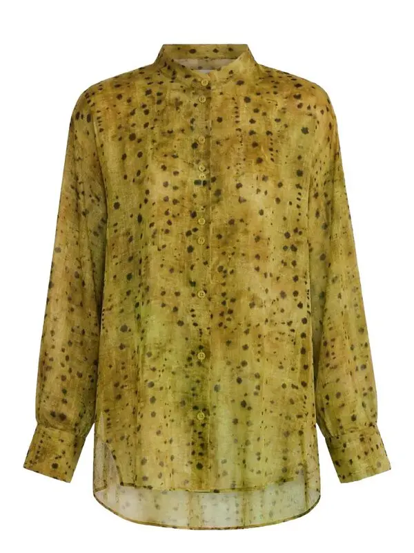 CORTANA Abstract Print Band Collar Shirt - Yellow