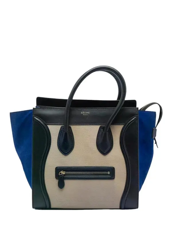 Celine Mini Luggage Tote Bag In Calfskin And Suede - Multicolour