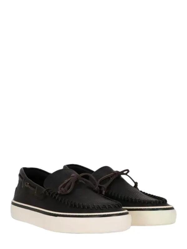 TOD'S Leather Loafers With Whipstitch Detail - Black