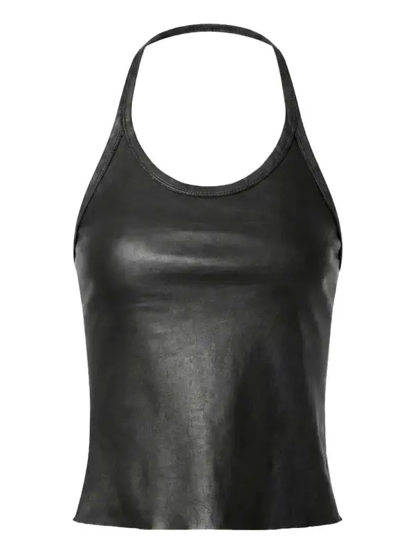 Stouls Leather Halter Top - Black