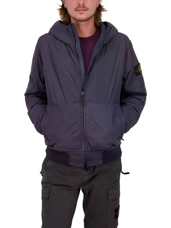 Stone Island Crinkle Reps Hooded Jacket - Blue