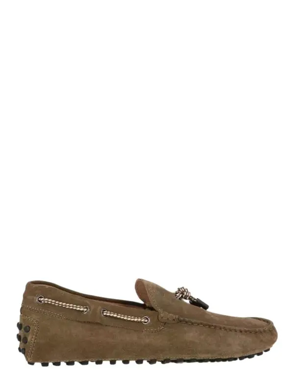 TOD'S Suede Gommino Loafers With Tassel Detail - Brown