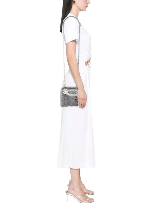 Dior Mini Velvet Cannage Lady Satchel - Grey