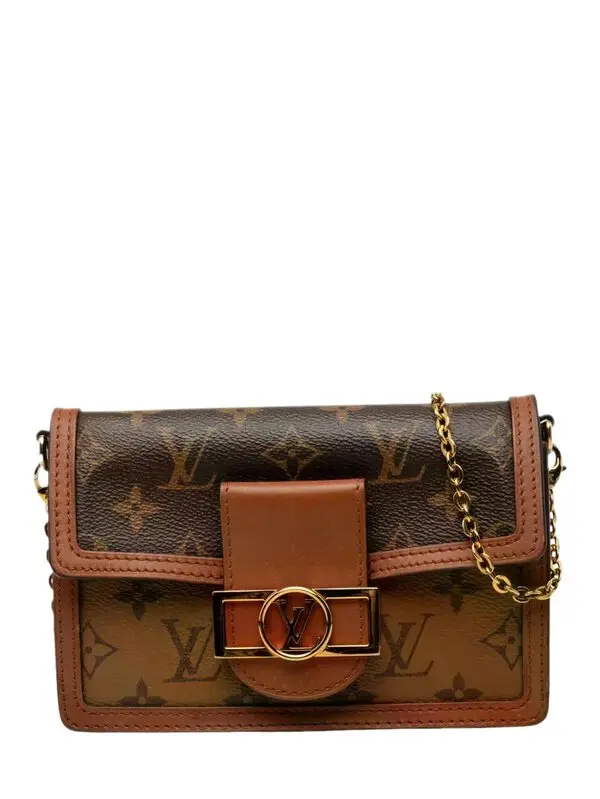 LOUIS VUITTON Monogram Reverse Dauphine Wallet On Chain Crossbody Bag - Brown