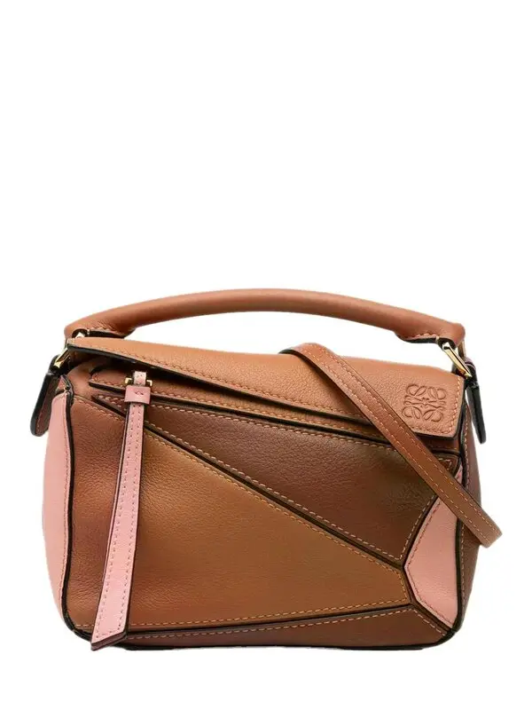 Loewe Mini Tricolor Calfskin Puzzle Satchel - Brown