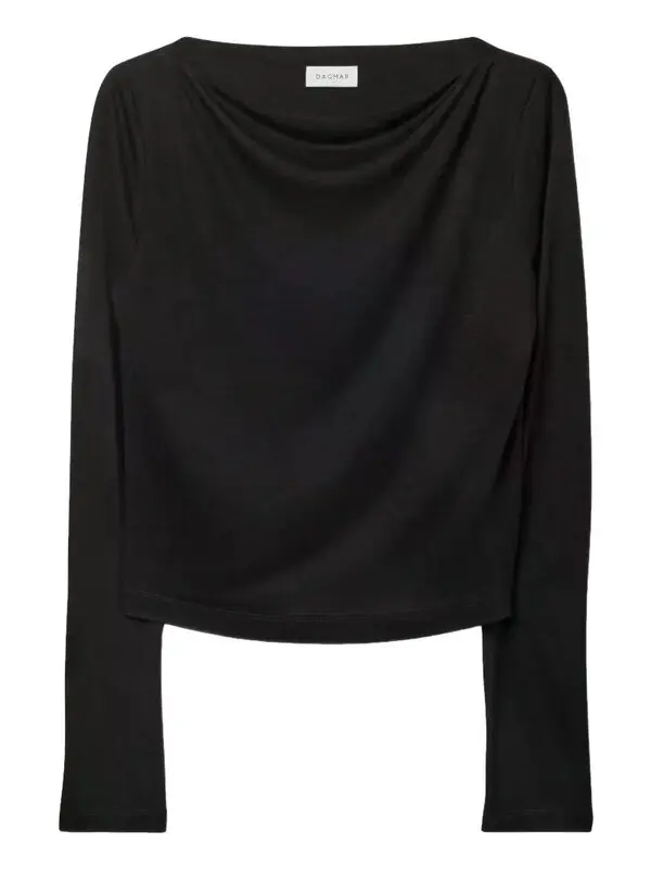 HOUSE OF DAGMAR Draped Long Sleeve T-shirt - Black