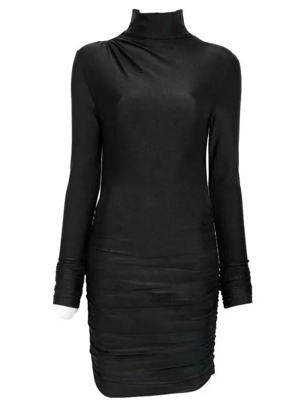 Andamane The Attico Oleandra Ruched High-neck Mini Dress - Black