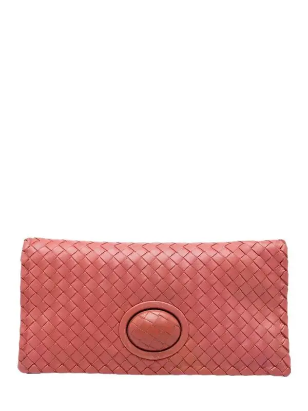 Bottega Veneta Woven Nappa Leather Clutch Bag - Pink
