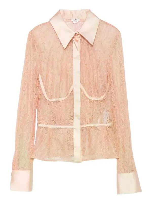 Elisabetta Franchi Lace-panelled Satin-trim Shirt - Pink