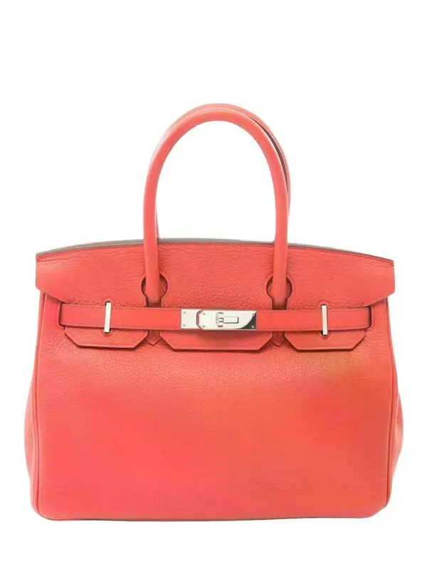 Hermès 2017 Clemence Leather Birkin Tote Bag - Red