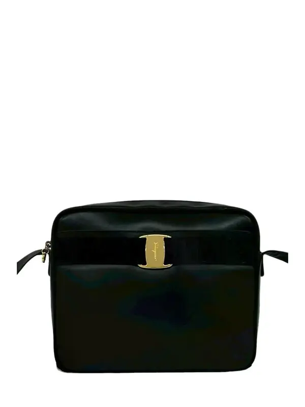 FERRAGAMO Vara Calfskin Crossbody Bag - Black