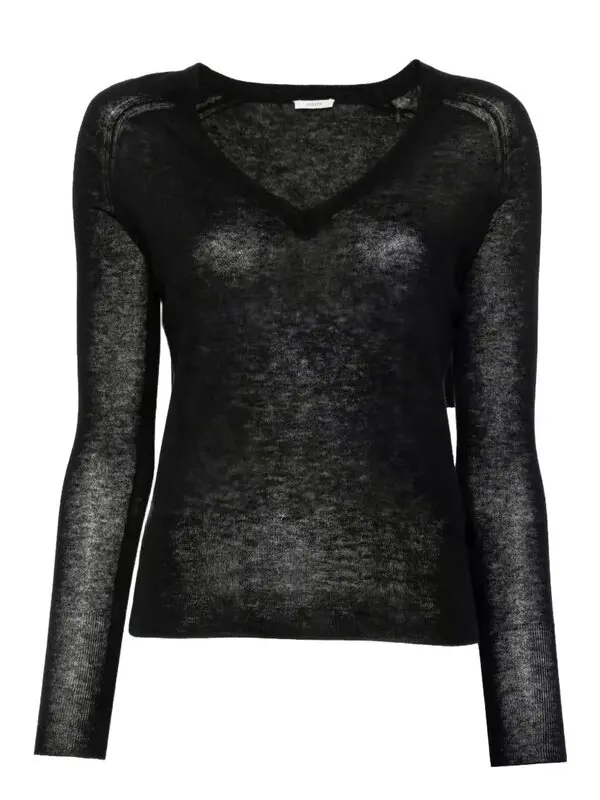 JOSEPH Cetus V-neck Long Sleeve Top - Black