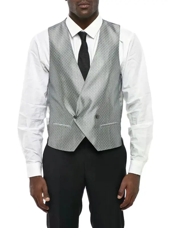 Corneliani Jacquard Double-breasted Waistcoat - Grey