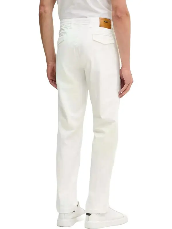 AERONAUTICA MILITARE Straight-leg Trousers With Logo Patch - White