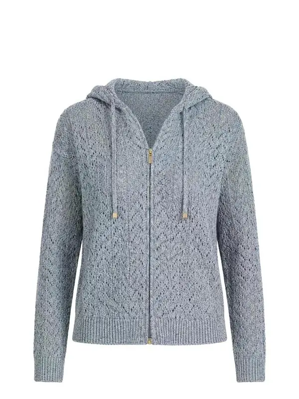 Eleventy Pointelle Knit Zip-up Hoodie - Grey