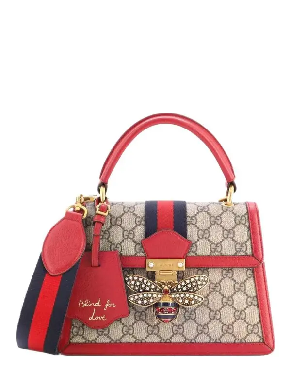 Gucci Queen Margaret Gg Coated Canvas Top Handle Bag - Red