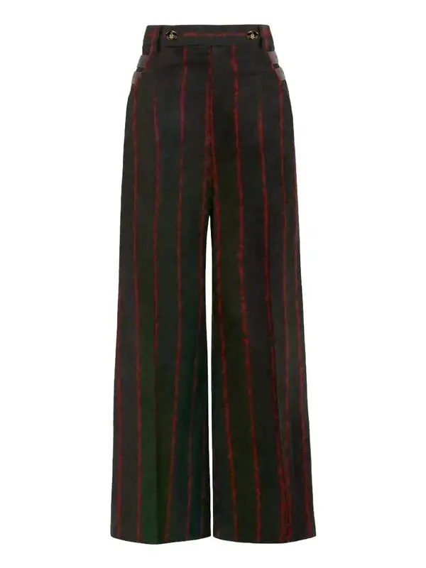 VIVIENNE WESTWOOD High-rise Wide-leg Trousers With Sculptural Waist Straps - Grey