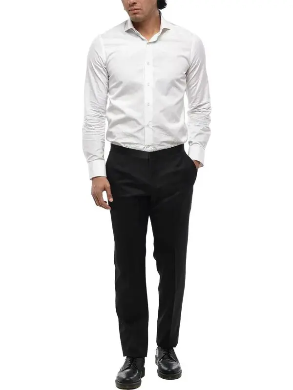 Corneliani Virgin Wool Trousers With Satin Detail - Black