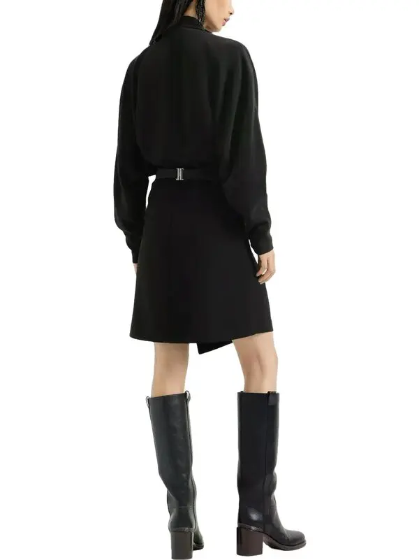 Brunello Cucinelli Silk And Acetate Crêpe Cady Tuxedo Dress With Monili - Black