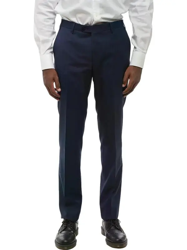 Corneliani Pressed-crease Virgin Wool Trousers - Blue