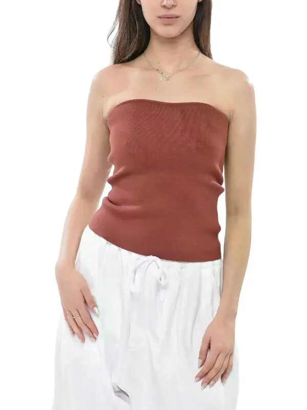 SUPER BLOND Elasticated-knitted Tube Tank Top - Brown