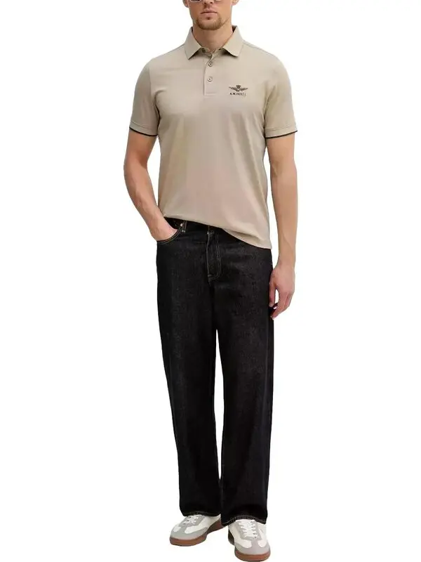 AERONAUTICA MILITARE Logo-embroidered Polo Shirt - Neutrals